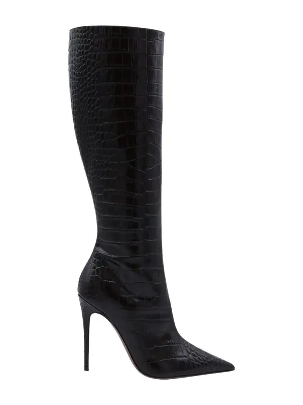 Paris Texas Vera Crocodile-effect Tall Boots - Black