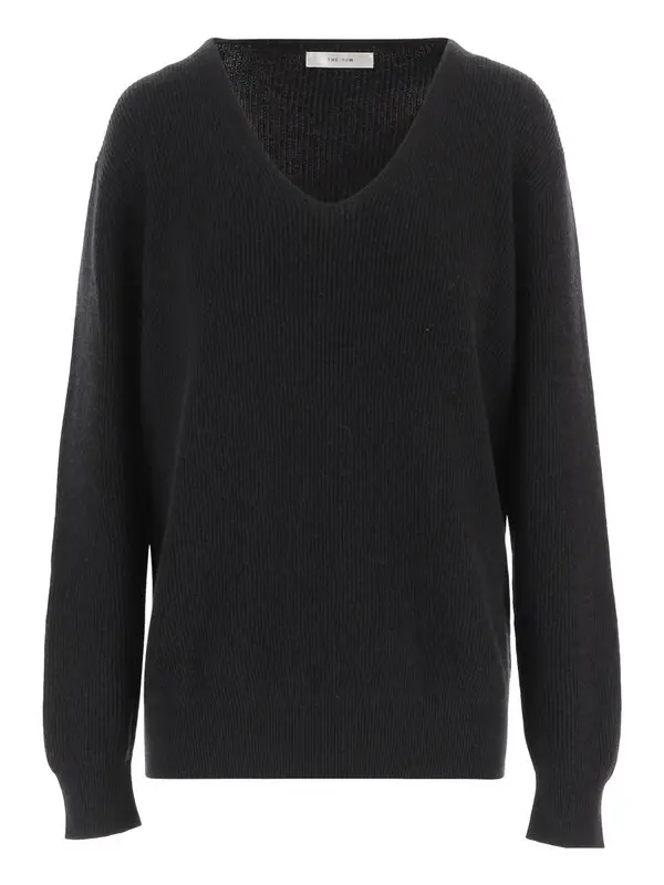 THE ROW Long-sleeve V-neck Pullover - Black