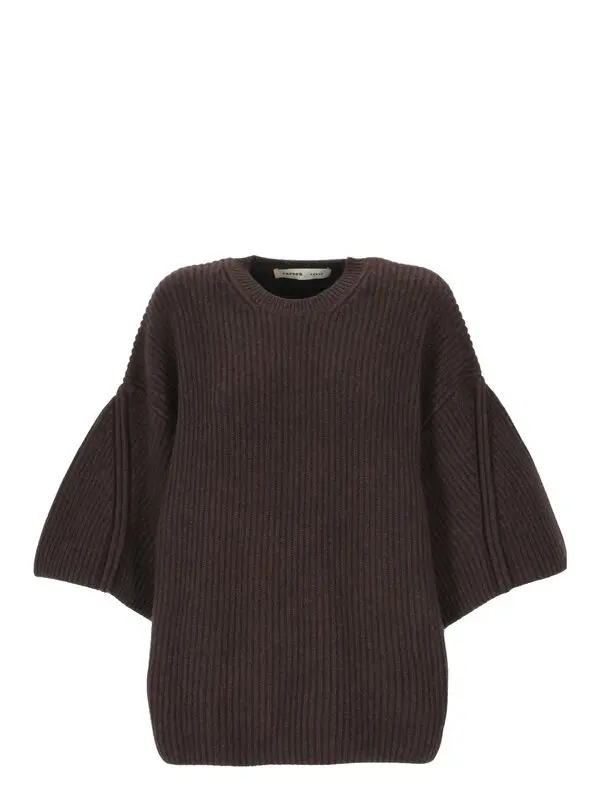 Carven Crew Neck Ribbed Sweater - Black