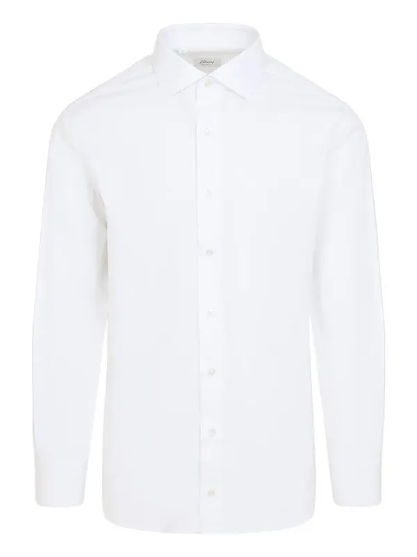 Brioni Cotton Long Sleeve Dress Shirt - White