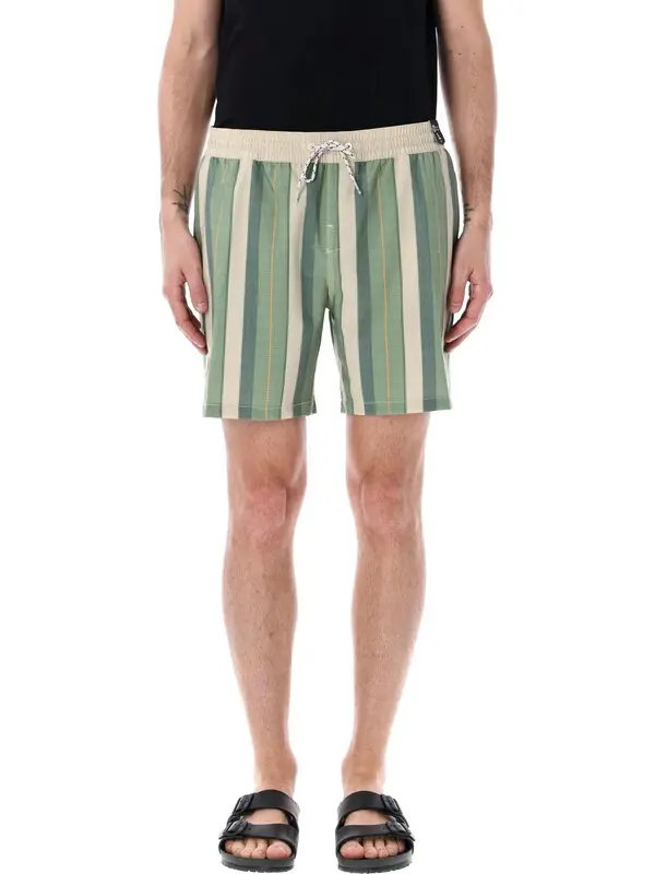 BILLABONG Stripe Print Drawstring Shorts - Moss