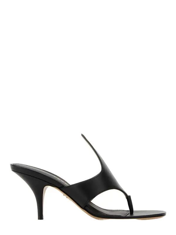 FERRAGAMO Lyrai Leather Thong Sandals With 7 Cm Heel - Black