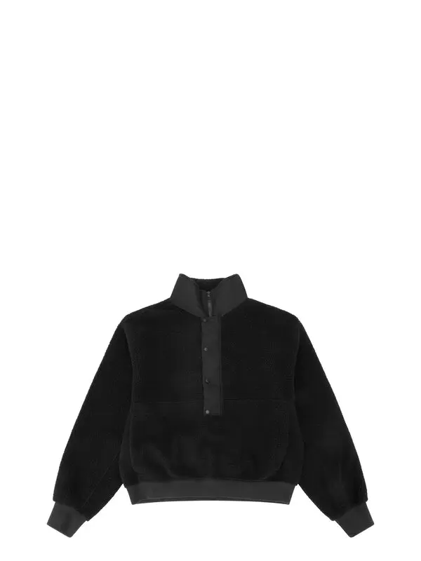 ENTIRE STUDIOS Partial Front Snap & Zipper Sweatshirt With Kangaroo Pocket And Ribbed Trim - Nero