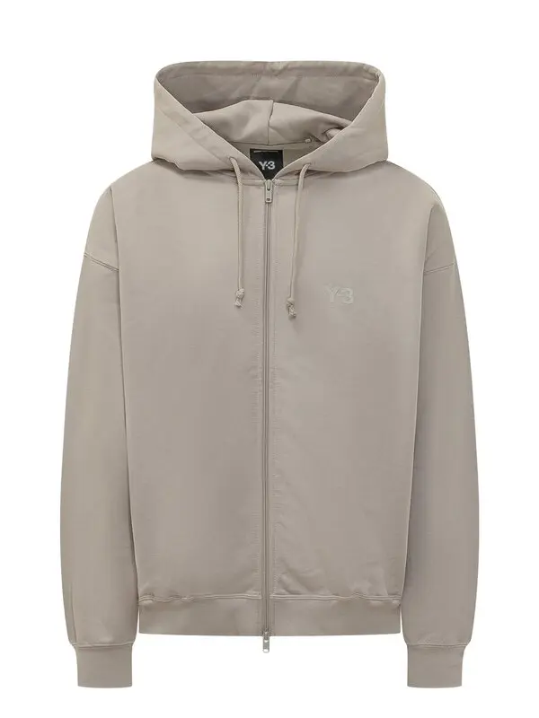 Y3 Zip-up Hoodie Sweatshirt With Mini Details - Lbrown