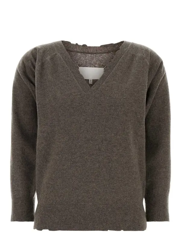 MAISON MARGIELA Virgin Wool V-neck Sweater - Brown