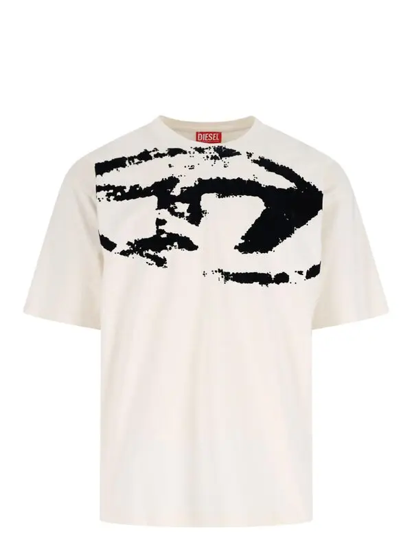DIESEL® Graphic Flock Print 100% Cotton T-shirt - White