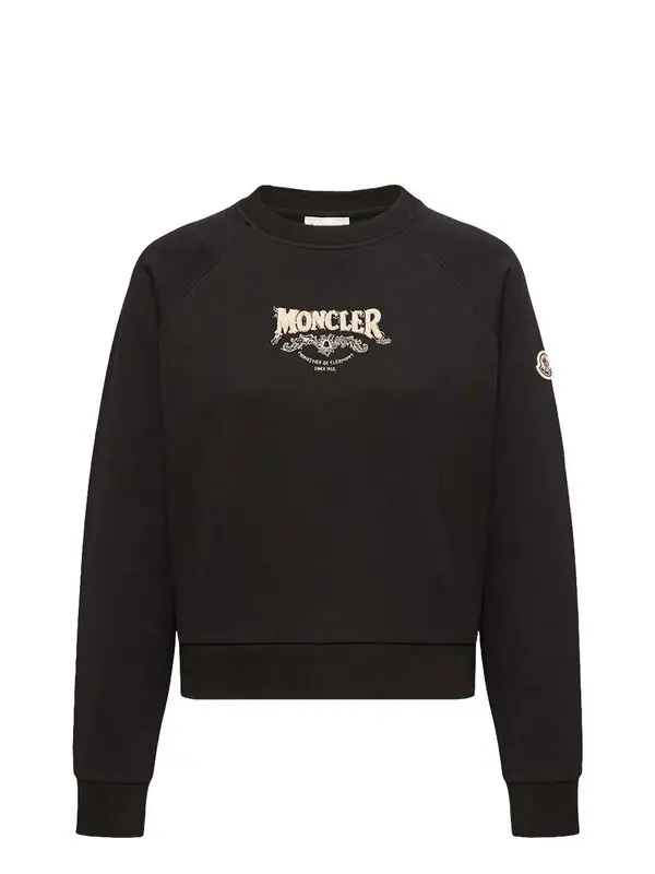 Moncler Beaded & Embroidered Logo Crewneck Sweatshirt - Nero