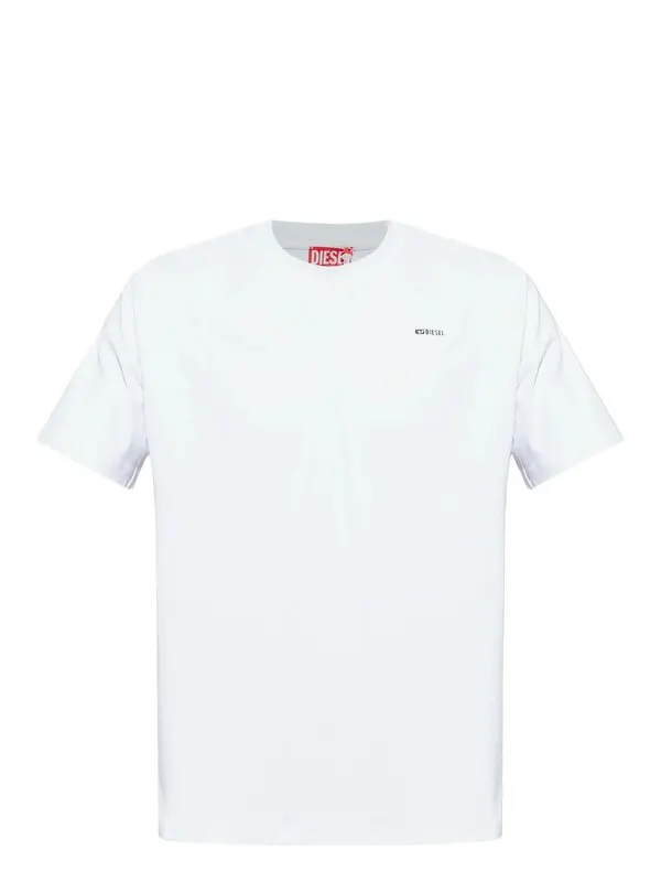 DIESEL® Logo Detail Crew Neck Short-sleeve T-shirt 100% Cotton - Bianco
