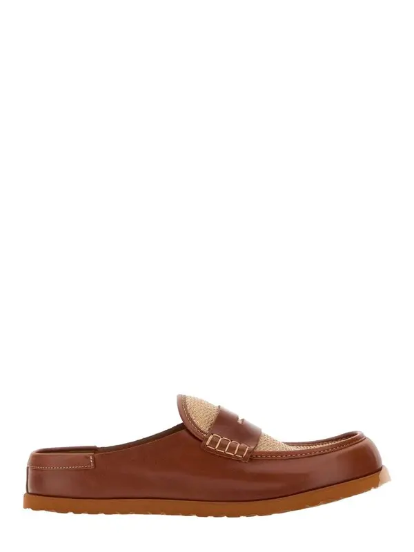 BIRKENSTOCK Raffia And Nappa Leather Naples Slippers - Multicoloured