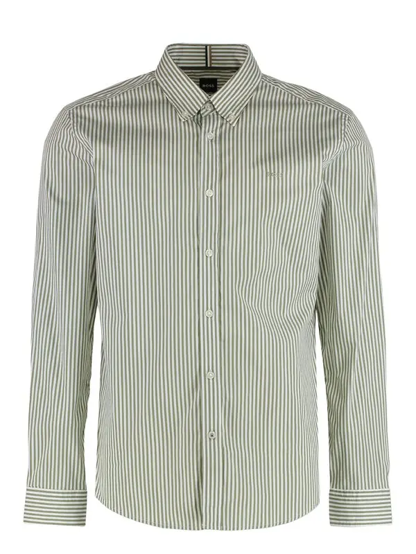 BOSS Slim-fit Cotton Oxford Button-down Shirt - Green