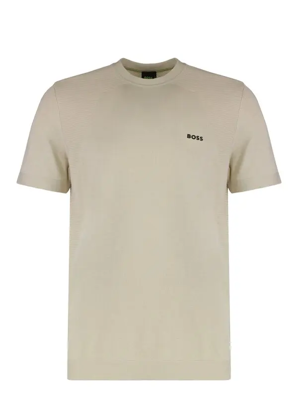 BOSS Knit Short Sleeve T-shirt - Beige