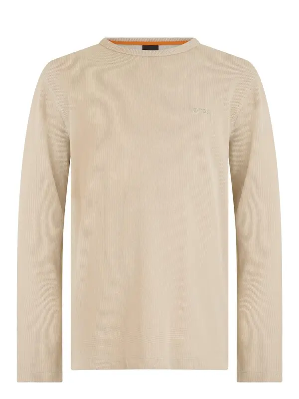 BOSS Logo Long-sleeve Cotton Shirt - Beige