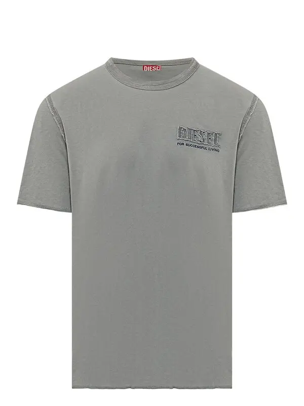 DIESEL® Embroidered Logo T-shirt - Grigio Chiaro