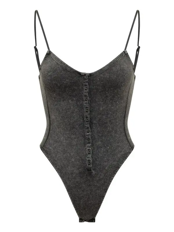 DIESEL® Ribbed Button-up Bodysuit - Nero
