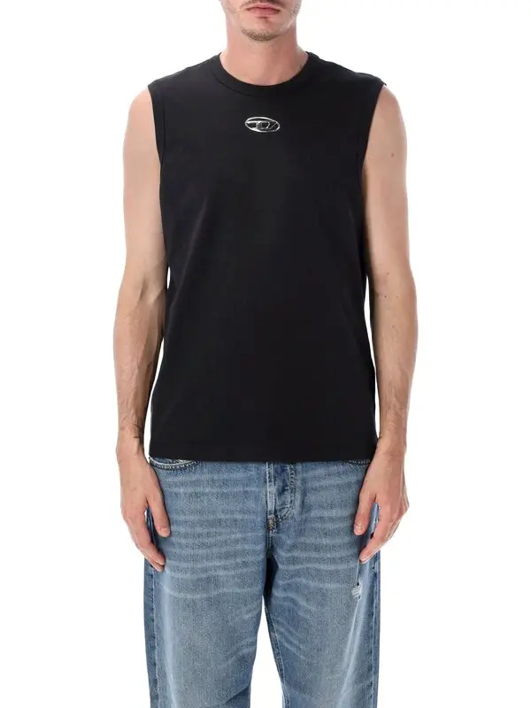 DIESEL® Slim Fit Tank Top With Metallic Logo - Nero