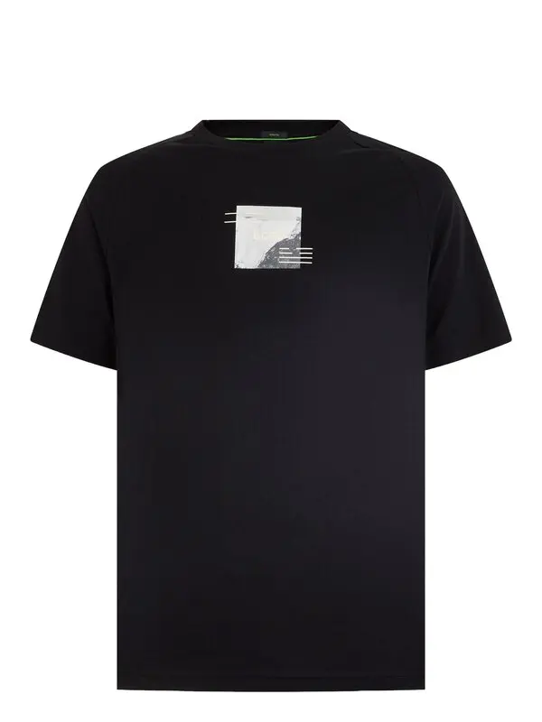 BOSS Cotton T-shirt With Front Print - Black