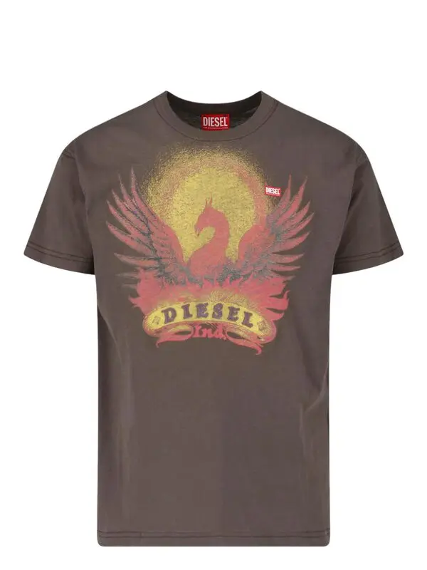 DIESEL® 100% Cotton Logo T-shirt - Brown