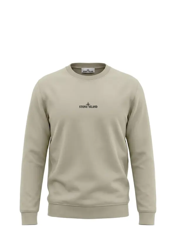 Stone Island Logo Print Crewneck Sweatshirt - Sand