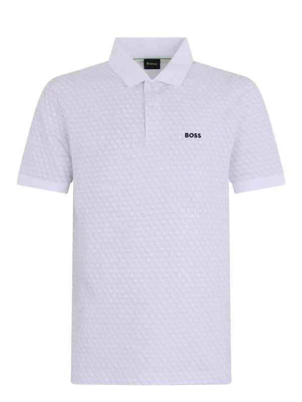 BOSS Classic Polo With All-over Pattern - White