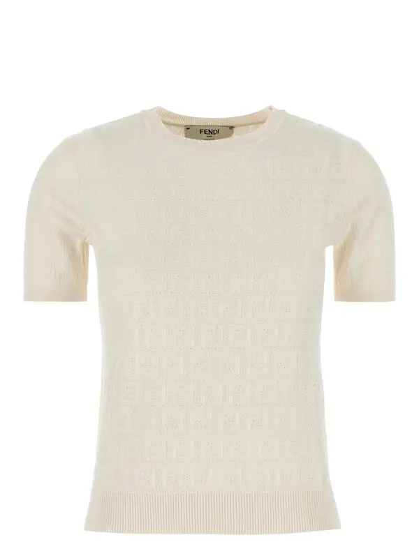 Fendi Cotton-viscose Blend Knit Sweater - White