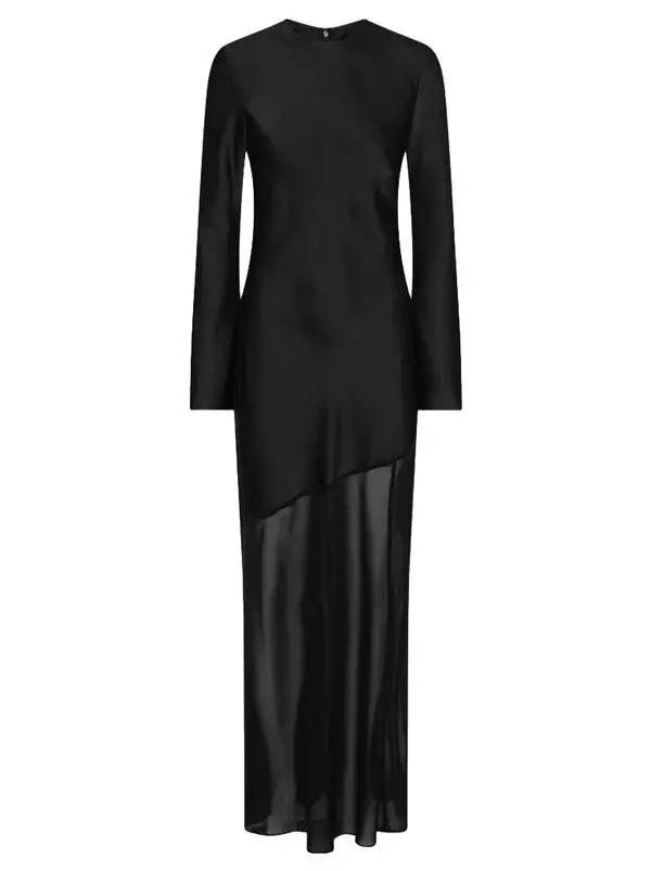 ROTATE BY BIRGER CHRISTENSEN Long-sleeved Sheer Skirt Dress - Nero