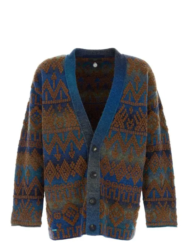 Alanui No Brand-embroidered Oversize Western Beat Cardigan In Cotton Blend - Printed