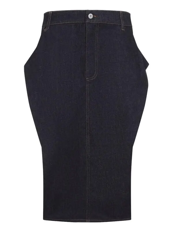 Jacquemus Denim Midi Skirt With Cashmere Blend - Blue