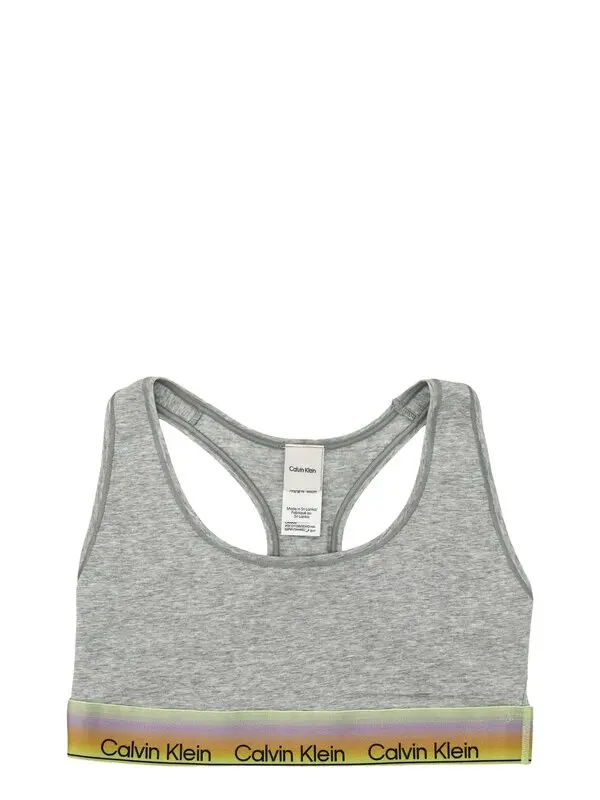 Calvin Klein The Sports Bralette With Racerback And Logo Band - Grigio