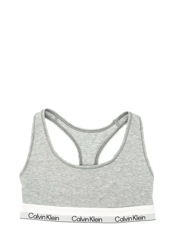 Calvin Klein Logo Elastic Racerback Bralette - Grigio