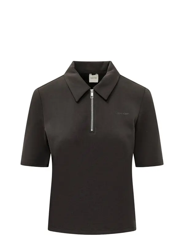 Calvin Klein Polo Sleeves Cut With Zip - Black