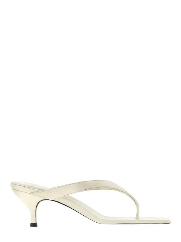 Miu Miu Leather Thong Slippers With 5 Cm Heel - White