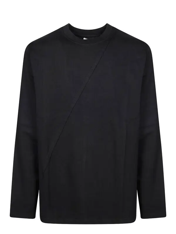 ARTE Long Sleeve Top With Diagonal Seam Detail - Nero