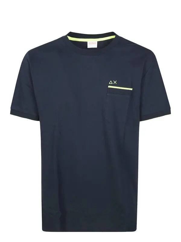 SUN 68 Mini Piquet Pocket T-shirt - Blu
