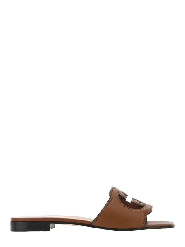 Gucci Leather Flat Slippers - Brown