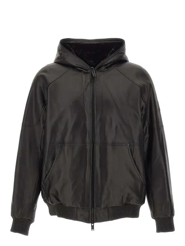 Moose Knuckles Neo Leather Hooded Jacket - Black
