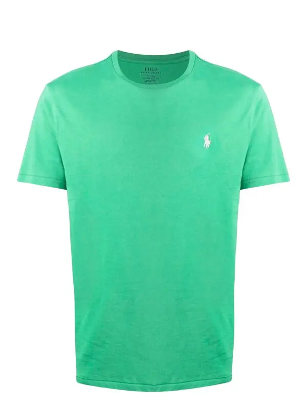 Polo Ralph Lauren Signature Embroidered Neck T-shirt In Medium - Green