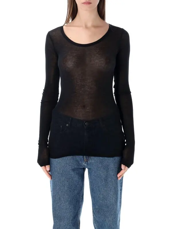 American Vintage Crew Neck Long Sleeve T-shirt - Nero