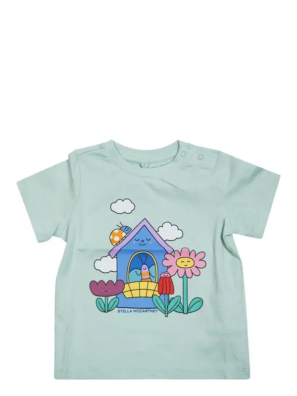 Stella McCartney Mini Floral Print Short Sleeve T-shirt - Verde