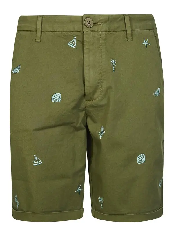 SUN 68 Bermuda Shorts With Tropical Print - Verde