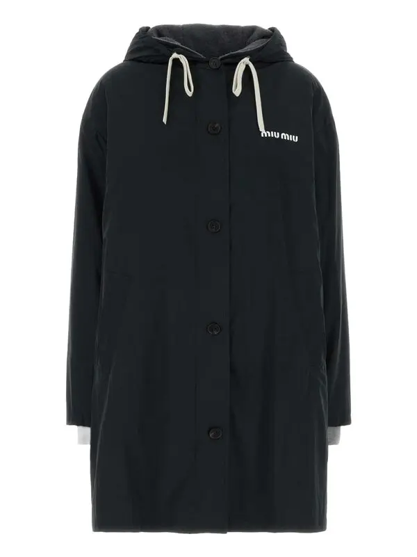 Miu Miu Polyester-blend Parka Jacket With Recycled Nylon - Black