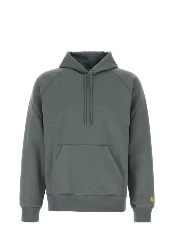 Carhartt Work In Progress Hooded Chase Sweatshirt In Cotton-poly Blend - Light Blue
