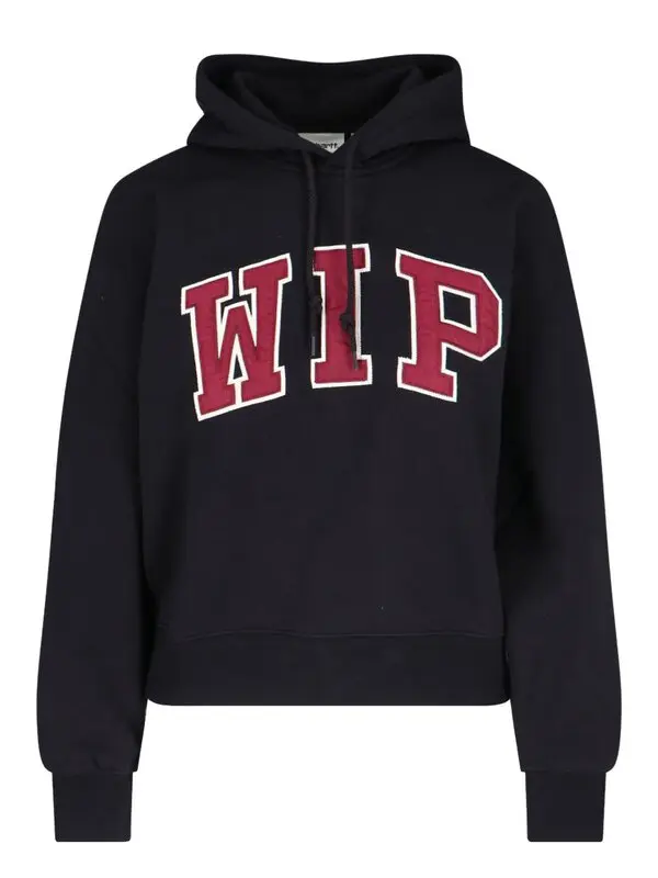 Carhartt Work In Progress Cotton-poly Blend Pullover Hoodie With Ribbed Details - Black