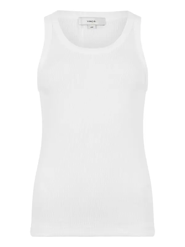 Vince Sleeveless Ribbed Cotton-modal Top - White