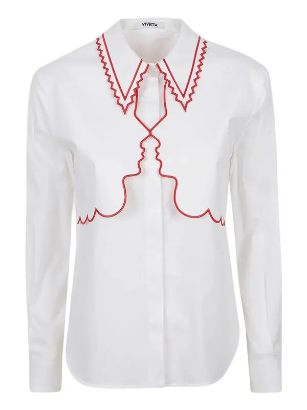 Vivetta Embroidered Cotton-blend Shirt - White