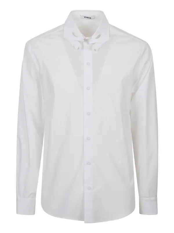 Vivetta Classic Collared Shirt With Embroidered Detail - Optical White