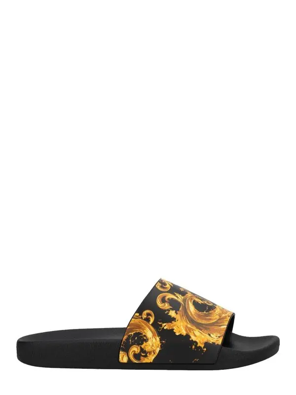 Versace Barocco Print Slides - Black