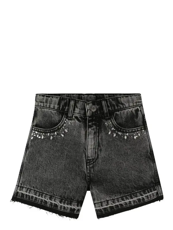 Marc Jacobs Embellished Frayed Hem Denim Shorts - Black