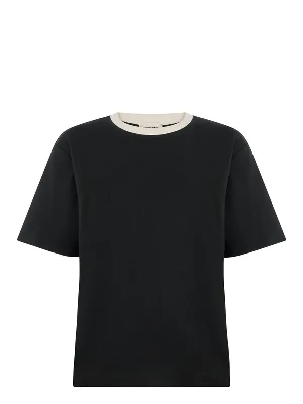 Max Mara Crew Neck Cotton T-shirt With Relaxed Fit - Black
