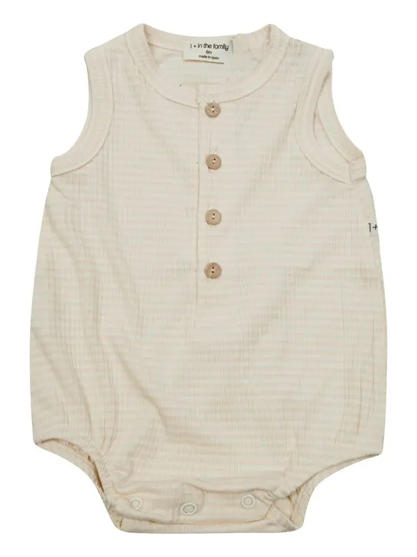 1+IN THE FAMILY Mini Striped Button Playsuit - Beige