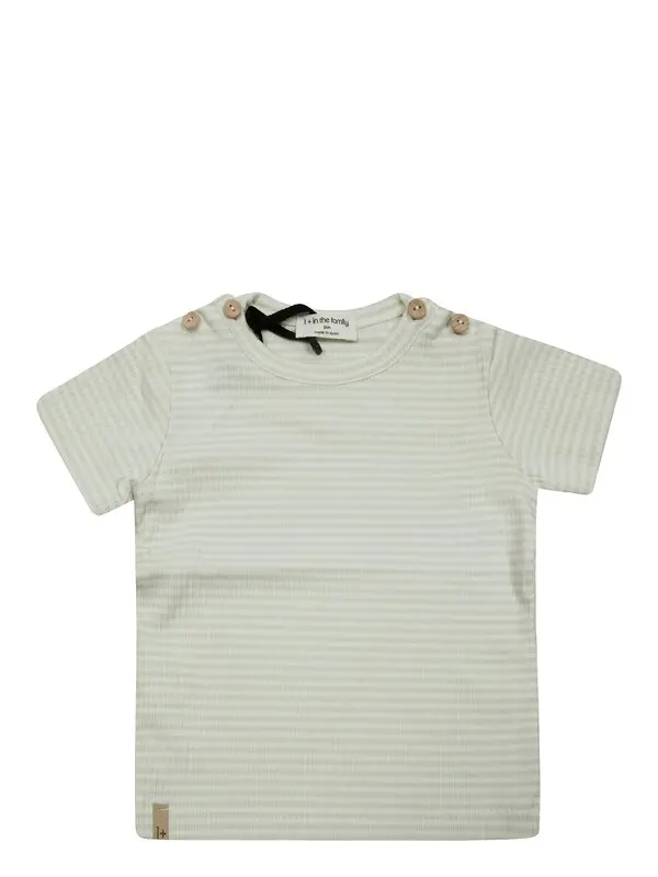 1+IN THE FAMILY Mini Striped Short Sleeve T-shirt With Buttons - Verde